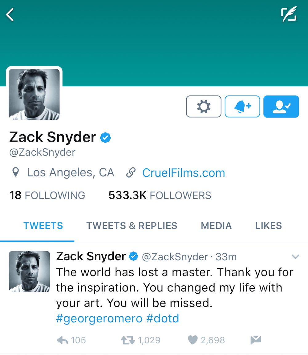 Zack Snyder Erases Justice League From Twitter