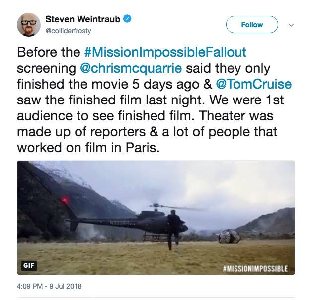 Mission: Impossible - Fallout Reactions Praise Tom Cruise's Latest