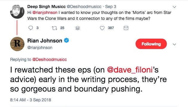 The Last Jedi Script Was Inspired By Clone Wars' Mortis Arc