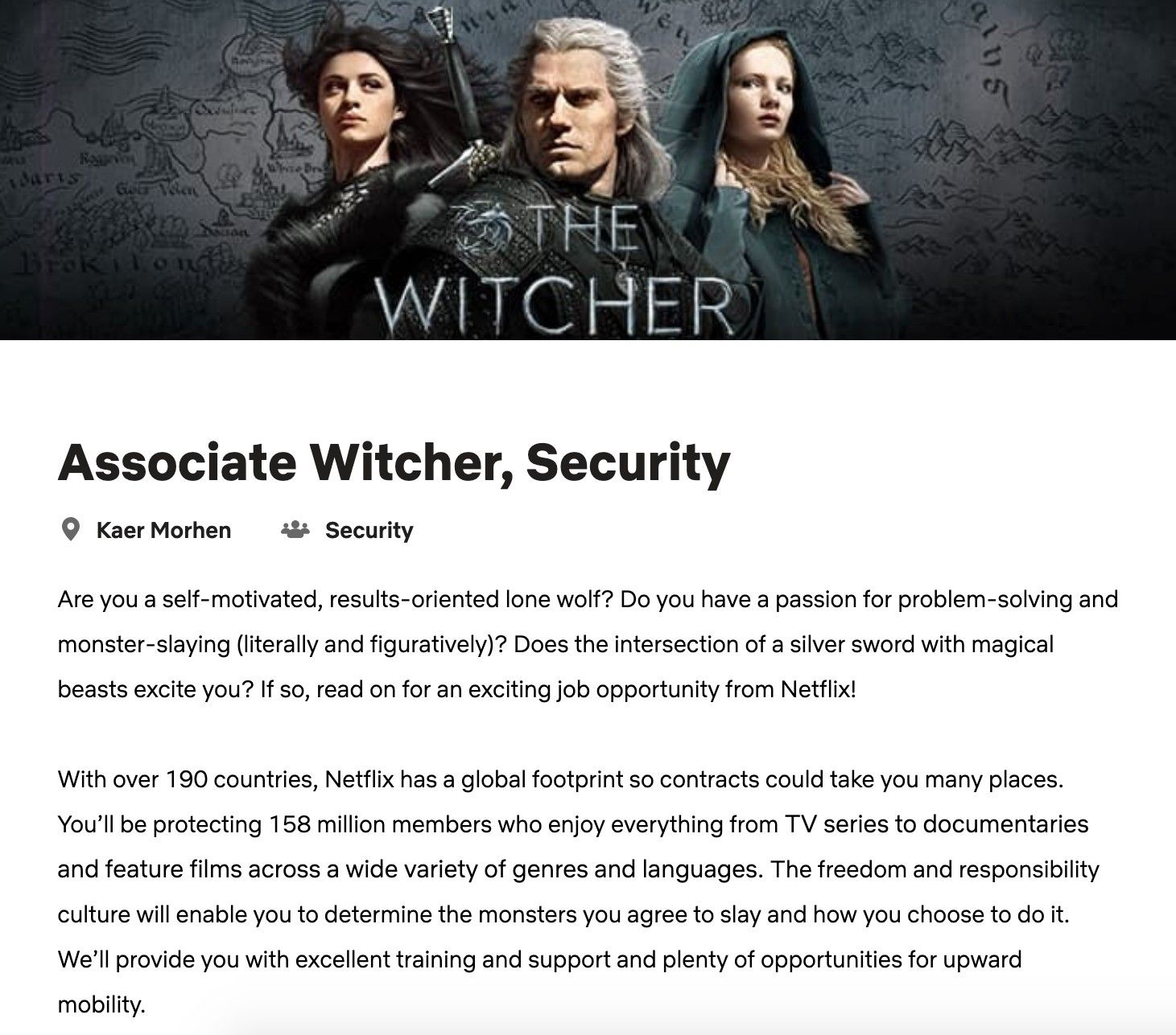 Netflix Is Hiring A Witcher, Here’s The Actual Job Posting