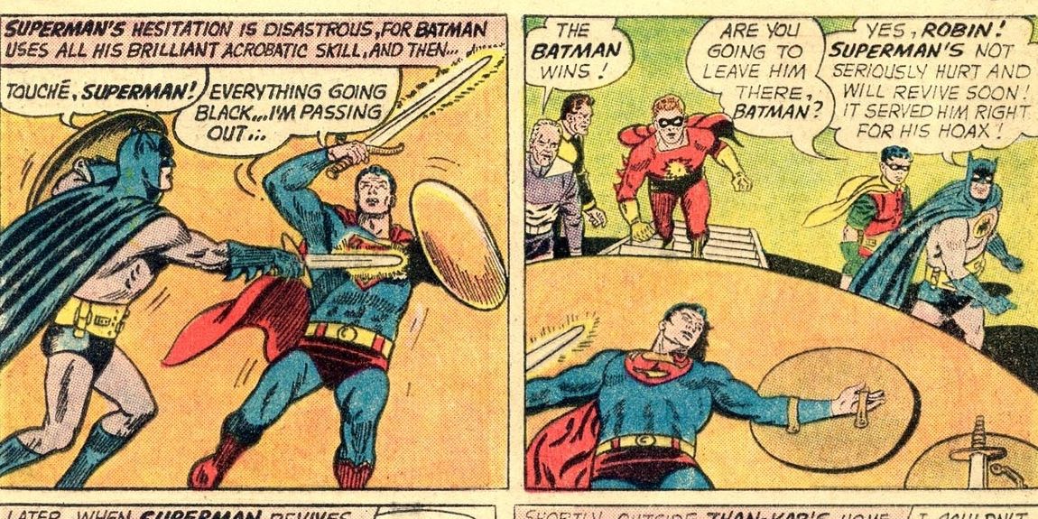 Without Superman's Powers, Batman Wins (in a Sword Fight)
