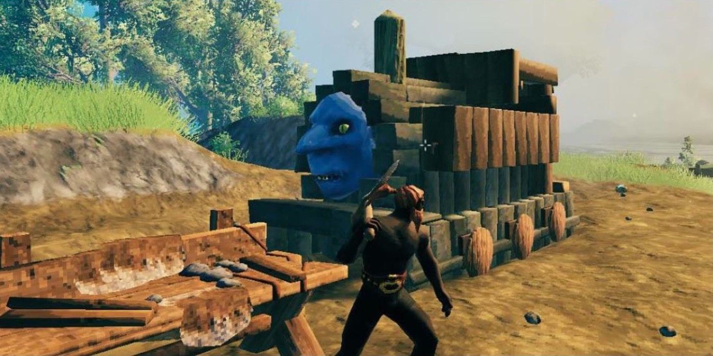 Valheim Troll Forced To Cosplay As Thomas the Tank Engine By Player