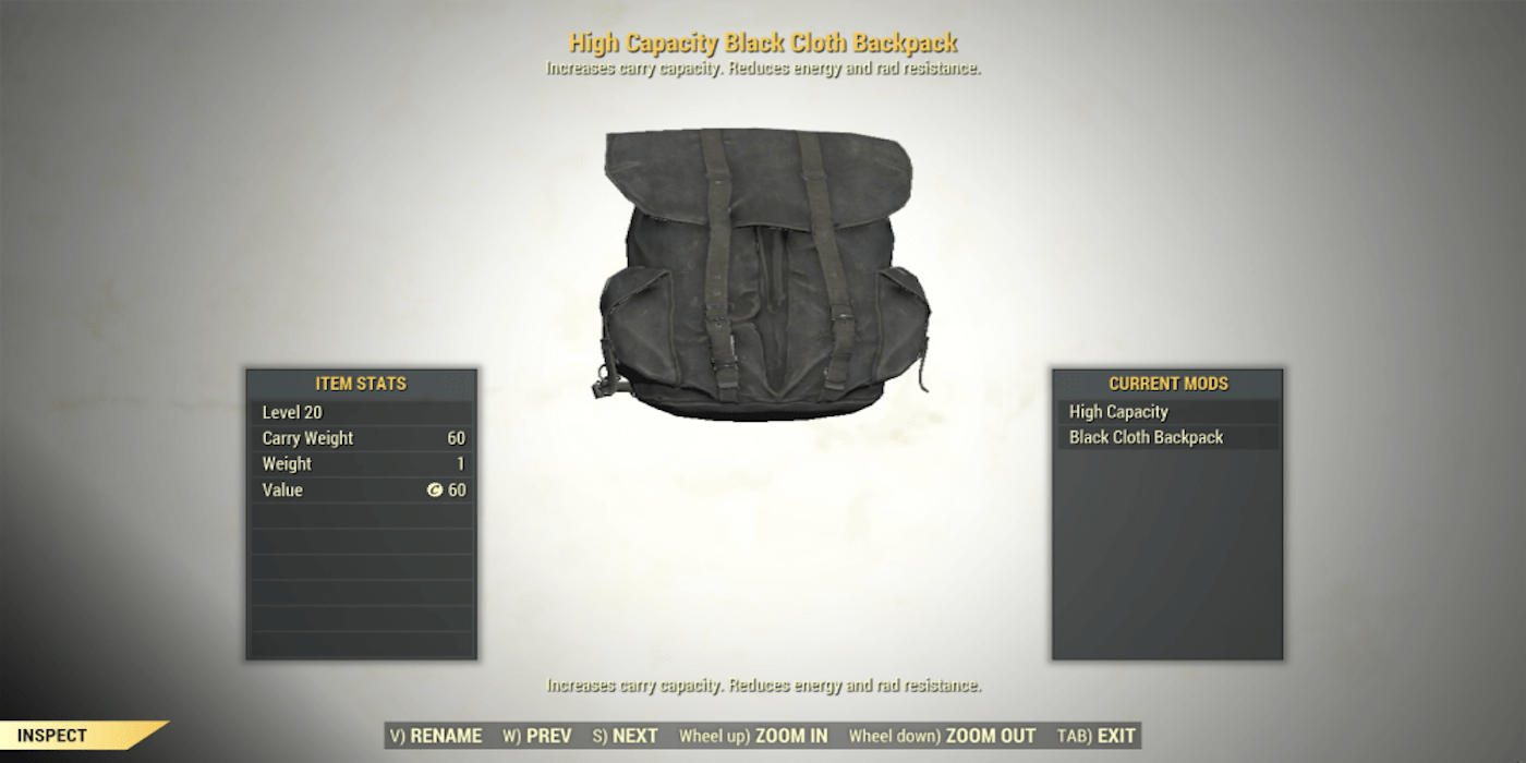 Fallout 76: How to Get Backpacks (& What They're For)
