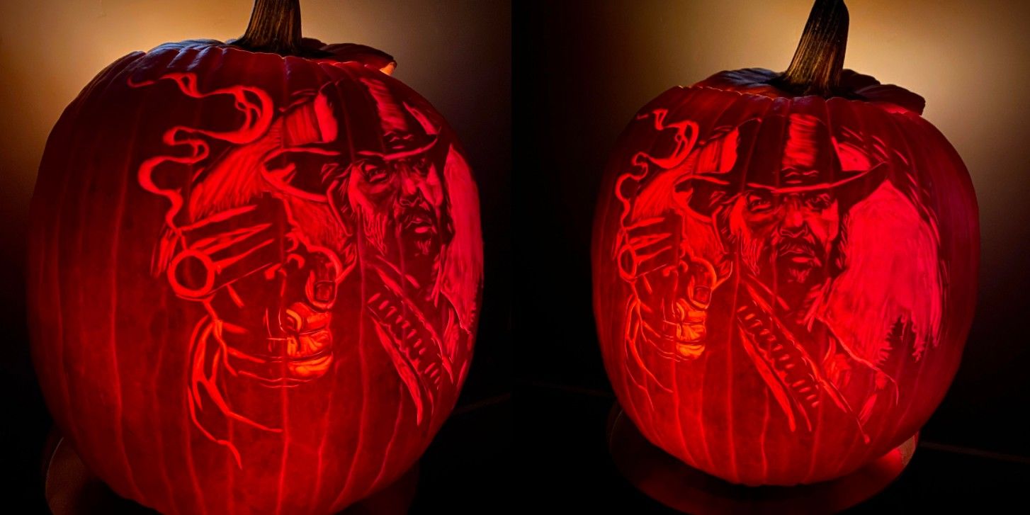 Red Dead Redemption 2 Fan Carves Arthur Morgan Box Art Into A Pumpkin