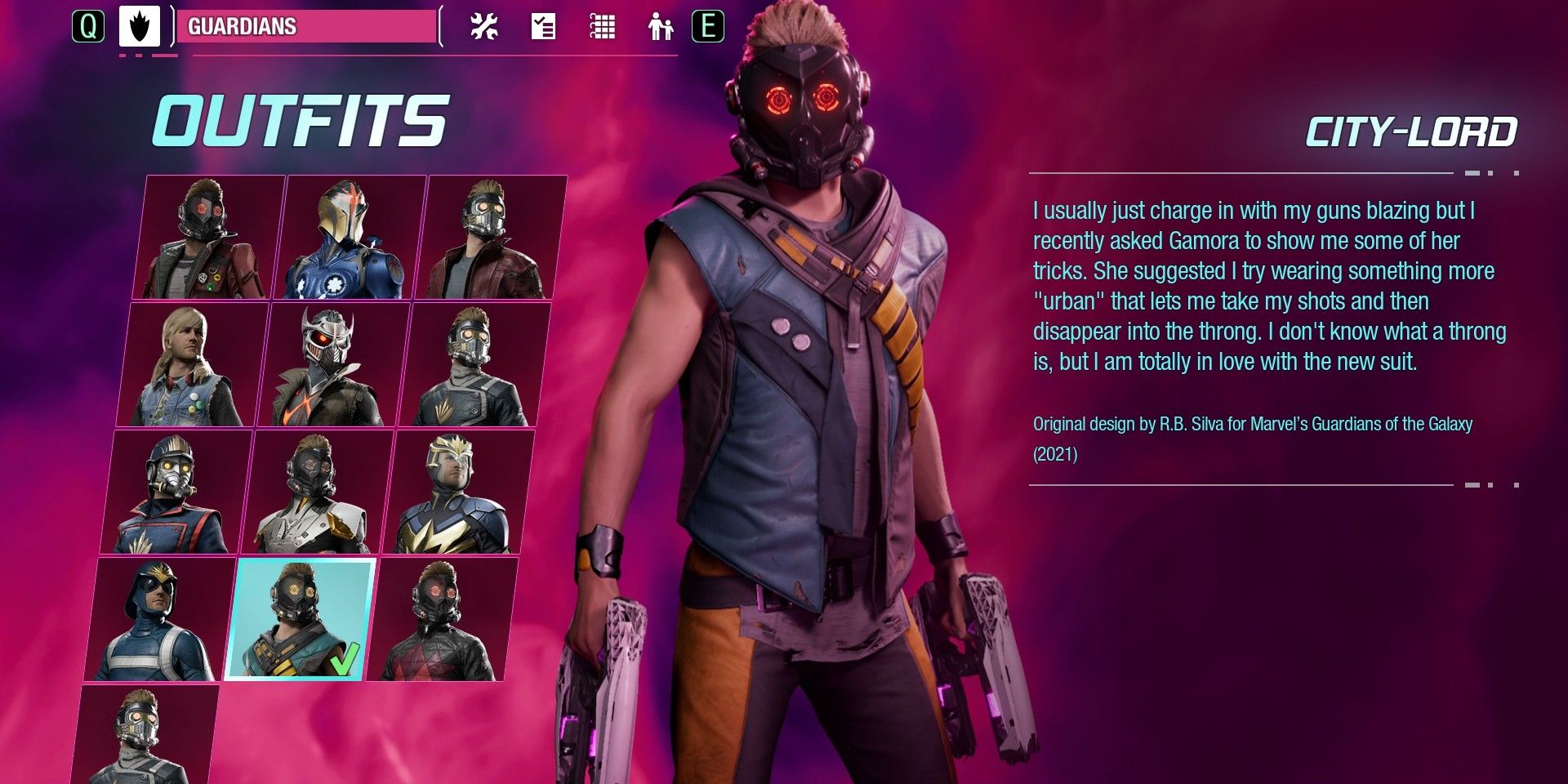 All Marvel's Guardians Of The Galaxy Game Outfits