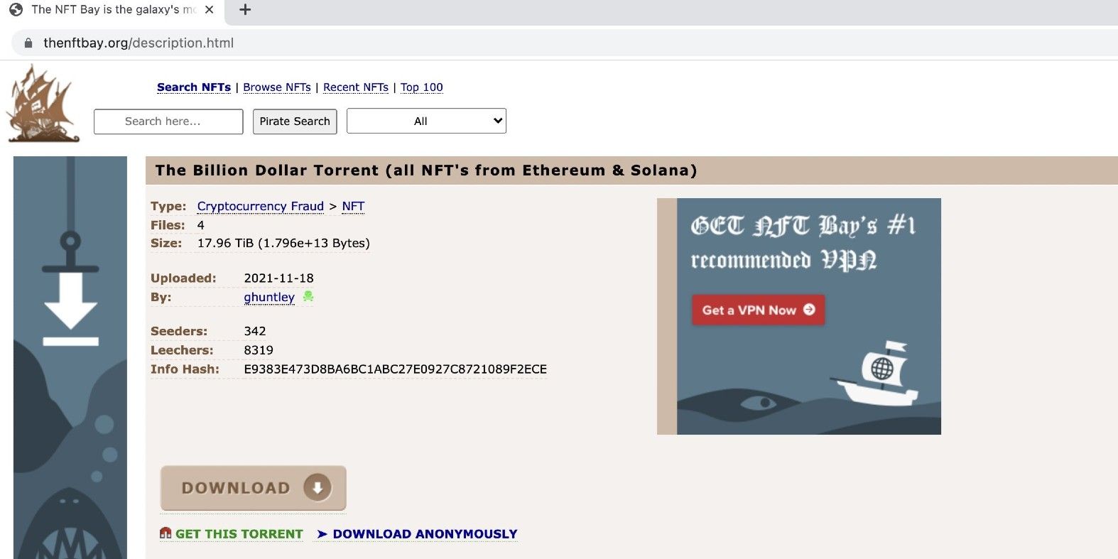 The NFT Bay Is The Pirate Bay For Expensive JPEGs