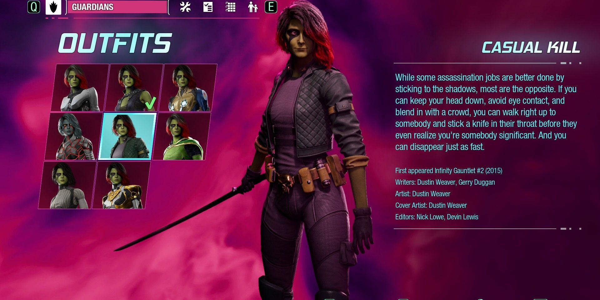 All Marvel's Guardians Of The Galaxy Game Outfits