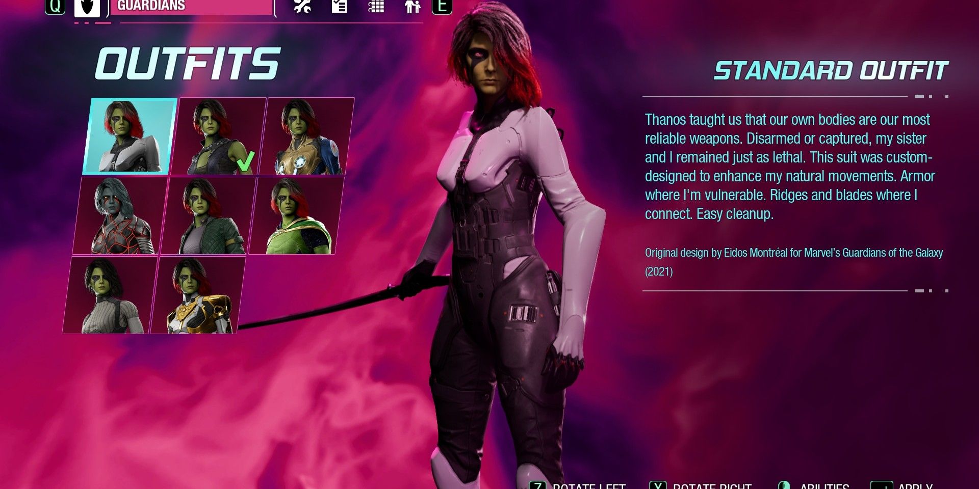All Marvel's Guardians Of The Galaxy Game Outfits