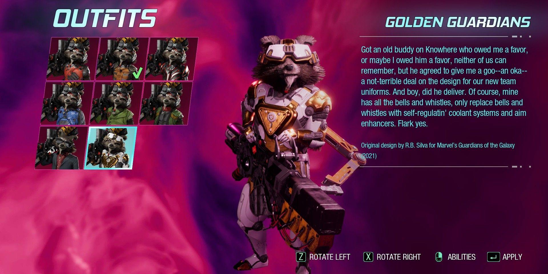 All Marvel's Guardians Of The Galaxy Game Outfits