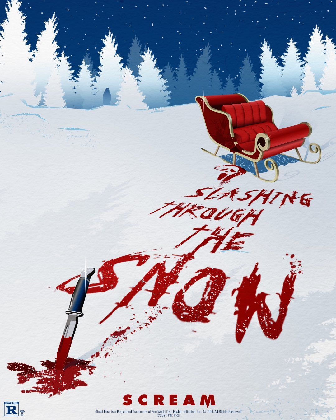 Scream 5 Holiday Posters Show Ghostface Slashing Through The Snow