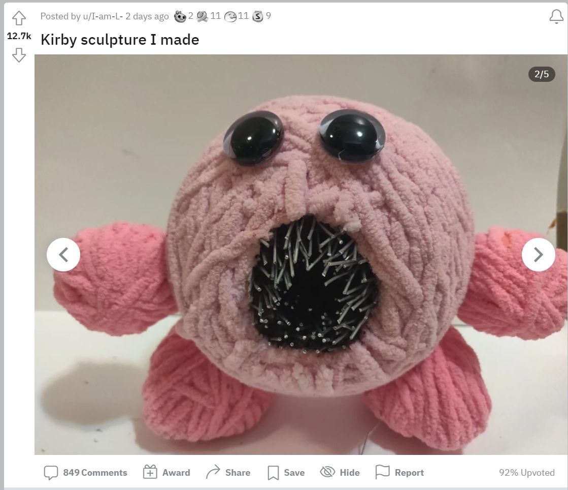 Kirby Sculpture Made By Fan Is Equal Parts Adorable & Terrifying