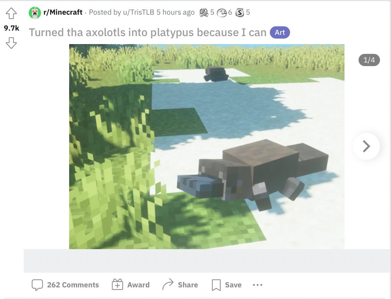 Minecraft Player Turns Axolotls Into Adorable Platypus Mobs