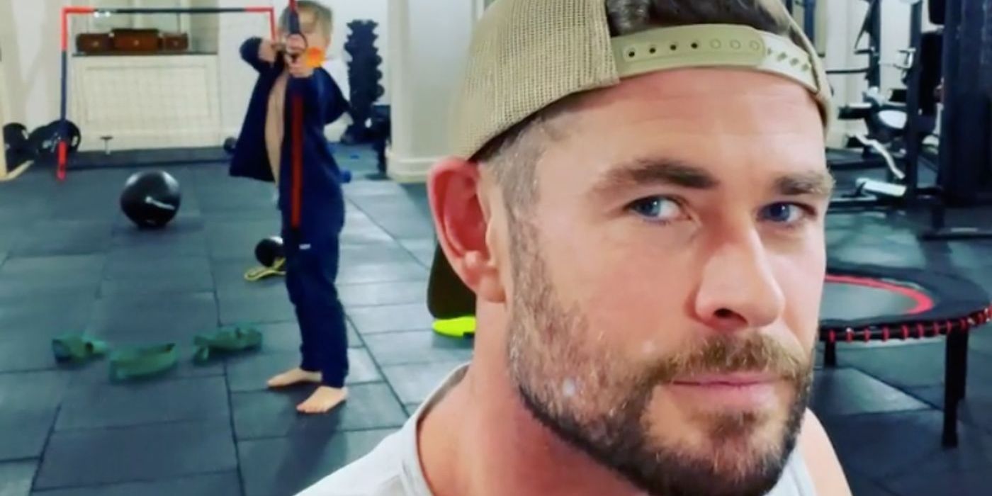 Chris Hemsworth's Son Channels Hawkeye & Shoots an Arrow at Thor's Head