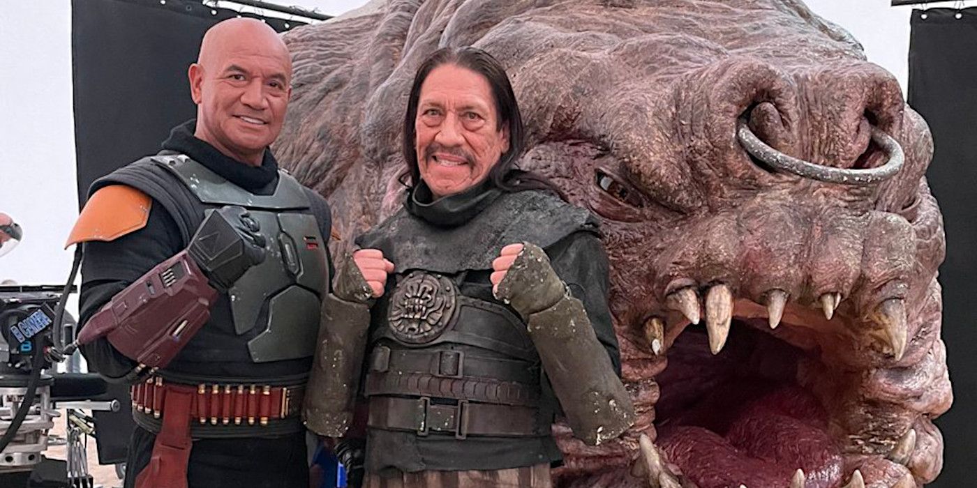 Danny Trejo Poses With Giant Rancor Head In Boba Fett Set Photo
