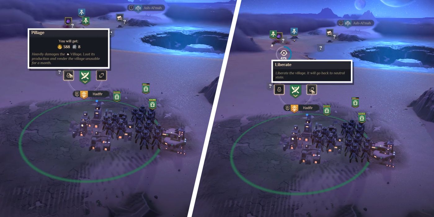 Players can liberate or pillage Villages in Dune.