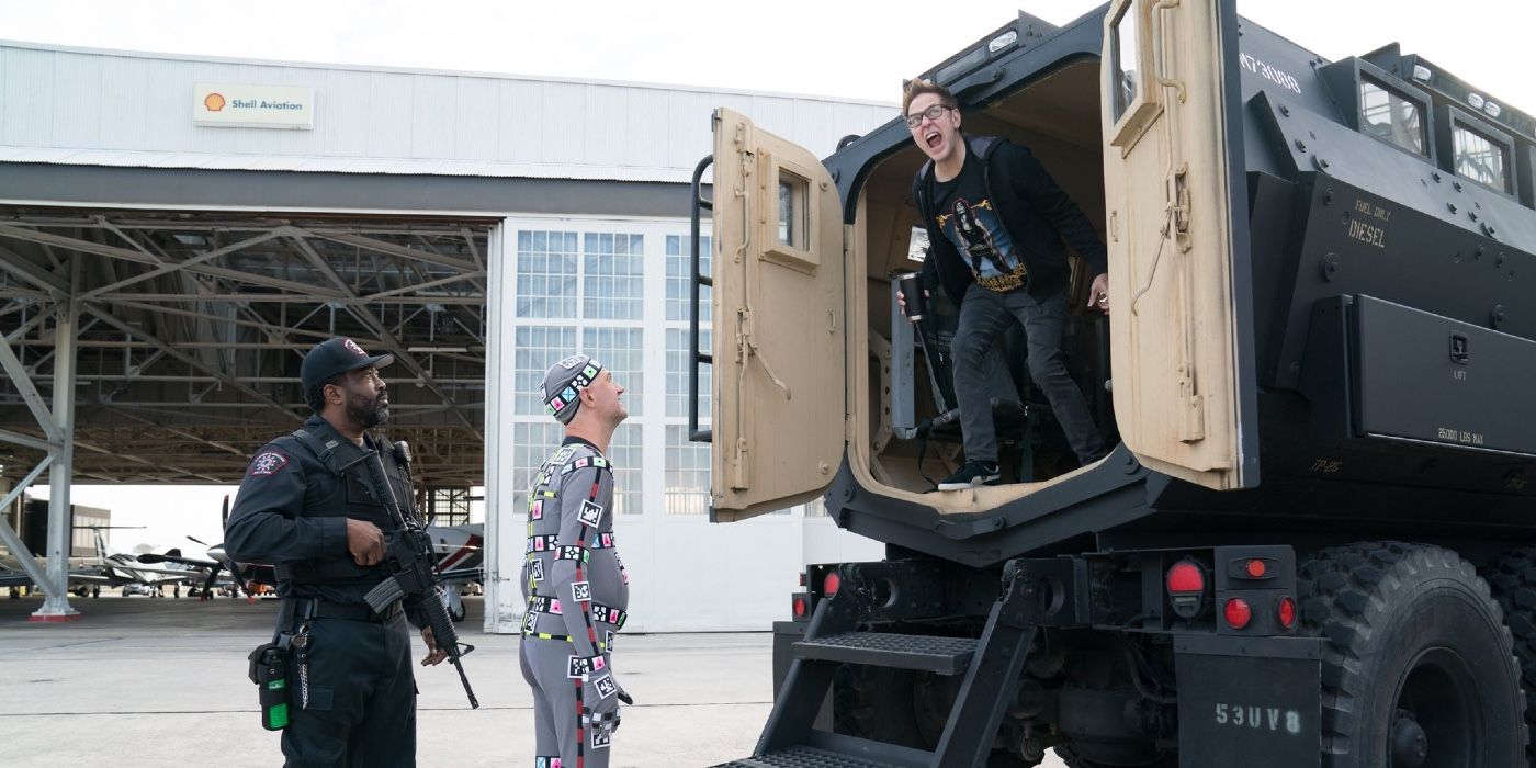 James Gunn Shows Off His Weasel Acting In The Suicide Squad BTS Image