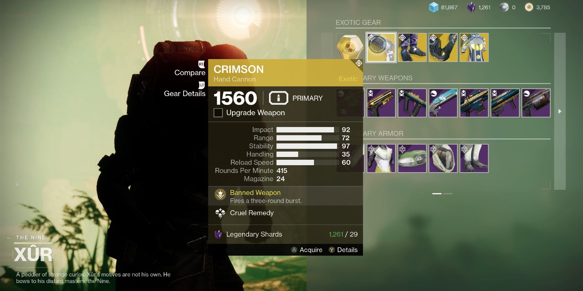 Destiny 2: Xur Location and Exotic Items (June 17 - June 20)