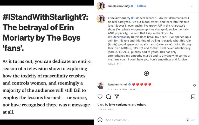 The Boys Starlight Actor Erin Moriarty Opens Up About Fan Harassment