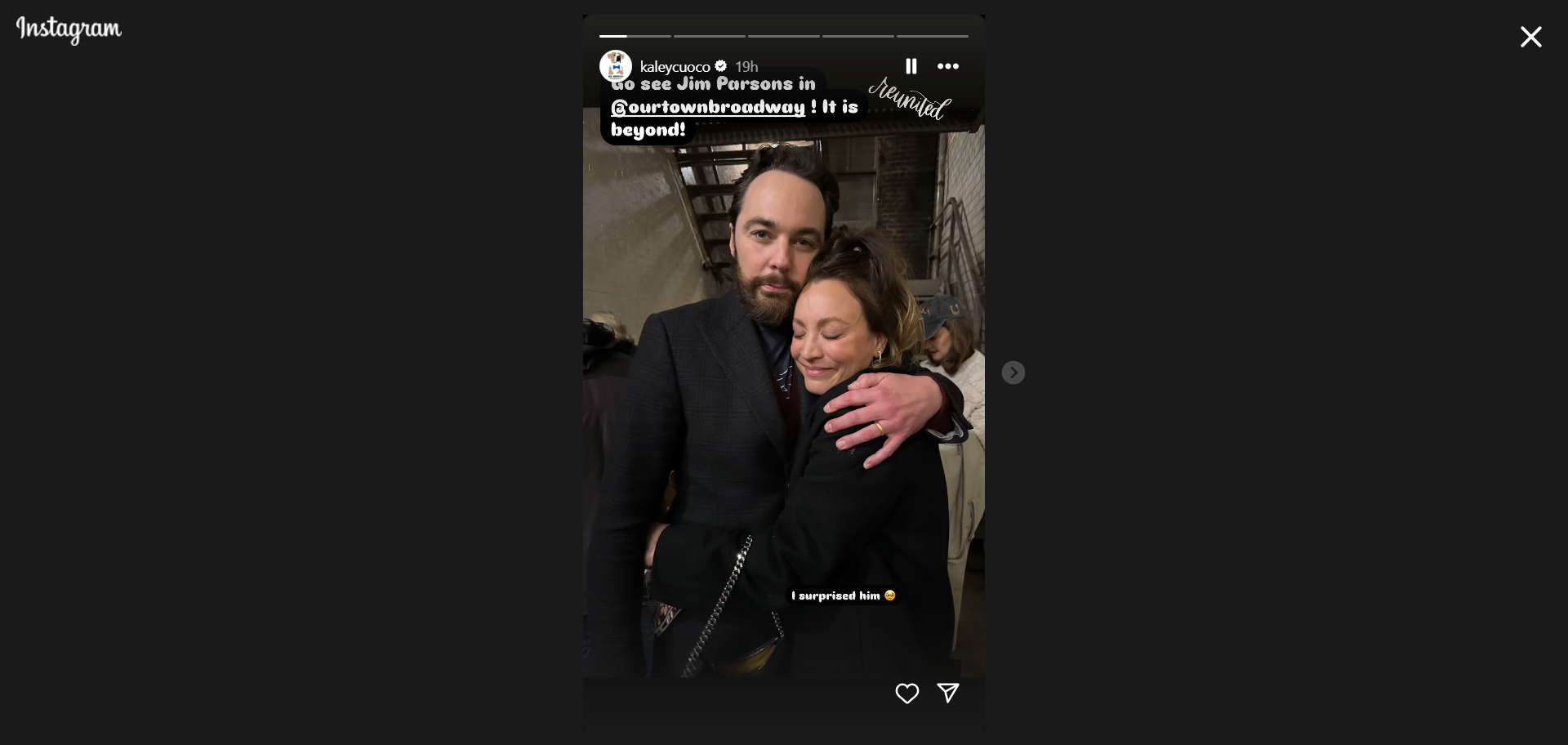The Big Bang Theory's Kaley Cuoco Surprises Jim Parsons In Sweet ...
