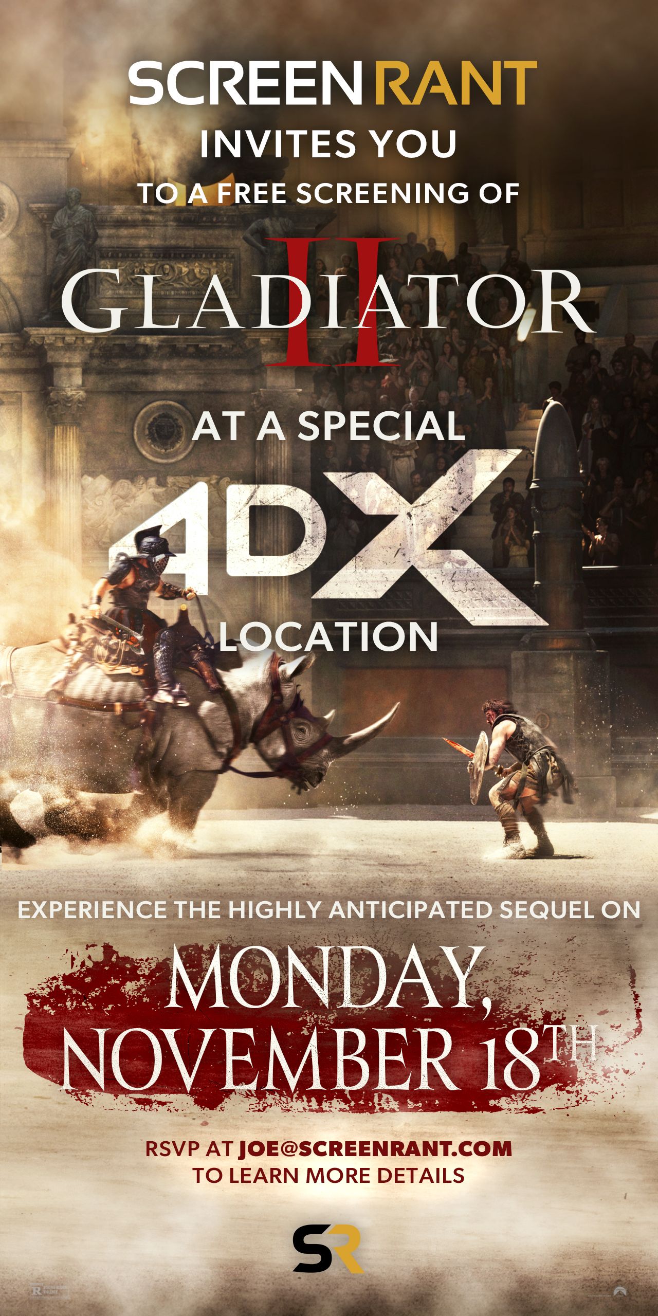 Win Tickets To See Gladiator II In 4DX With ScreenRant!