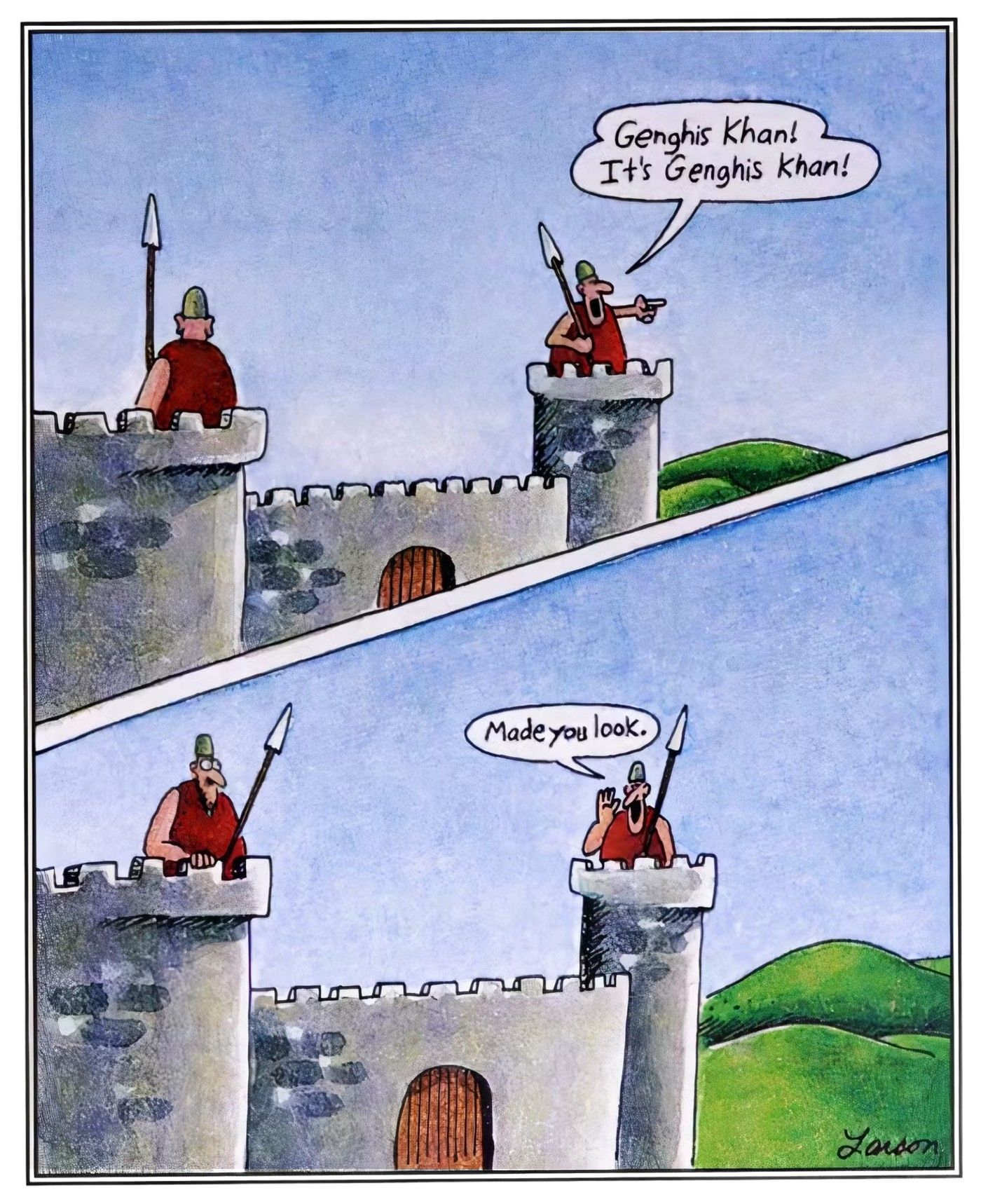 Far Side Castle Cartoon Rapunzel Elevator: Humor Valentine's Day Card