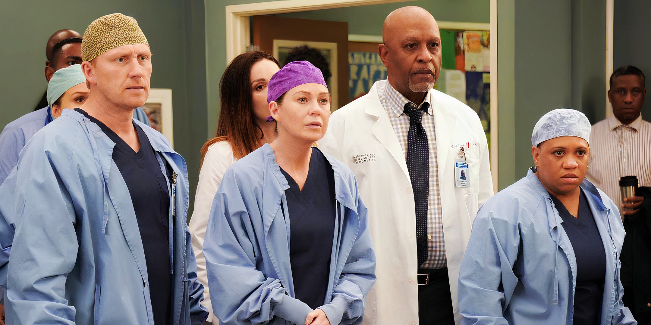 The characters of Grey's Anatomy scrubbed up in an operating room