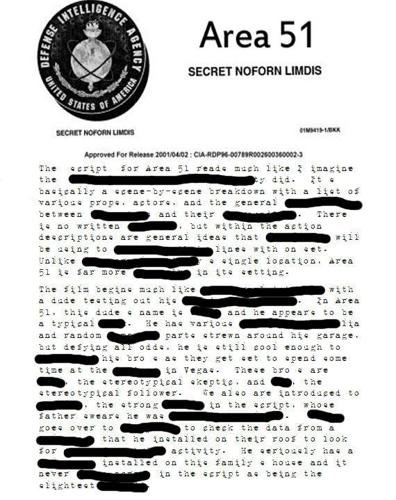 Secret Area 51 (Movie) Documents Released to the Public