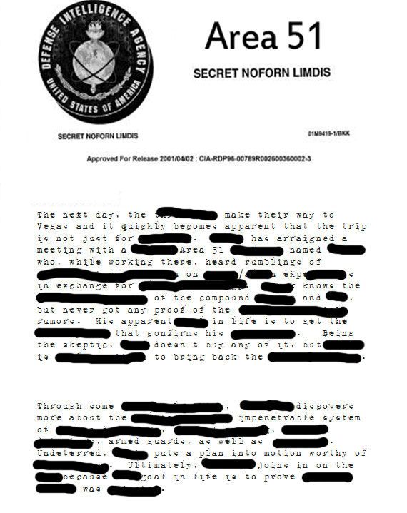 Secret Area 51 (Movie) Documents Released to the Public